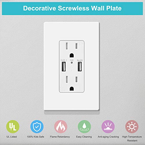 MLLIZH 10 Pack 1-Gang Screwless Wall Plate, Decora Outlet Cover Plates, 4.57β H x 2.76β L, for Light Switch, Dimmer, GFCI, USB Outlet