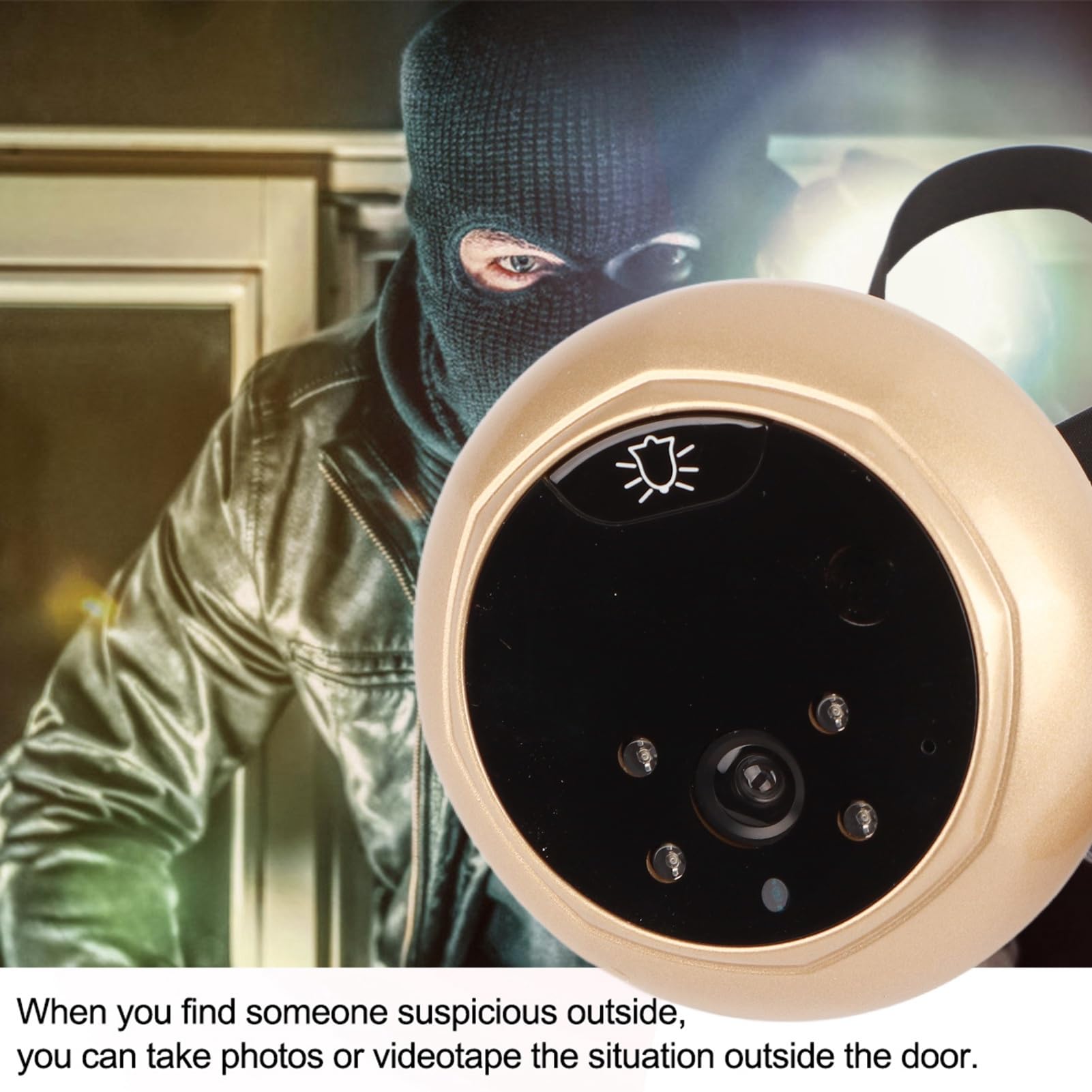 Video Doorbell, Peephole Door Camera Digital Door Viewer, Humanized FIFO Design 160 Degree Wide Angle 2.0MP Pixel for Videotape Home Security Take Photos
