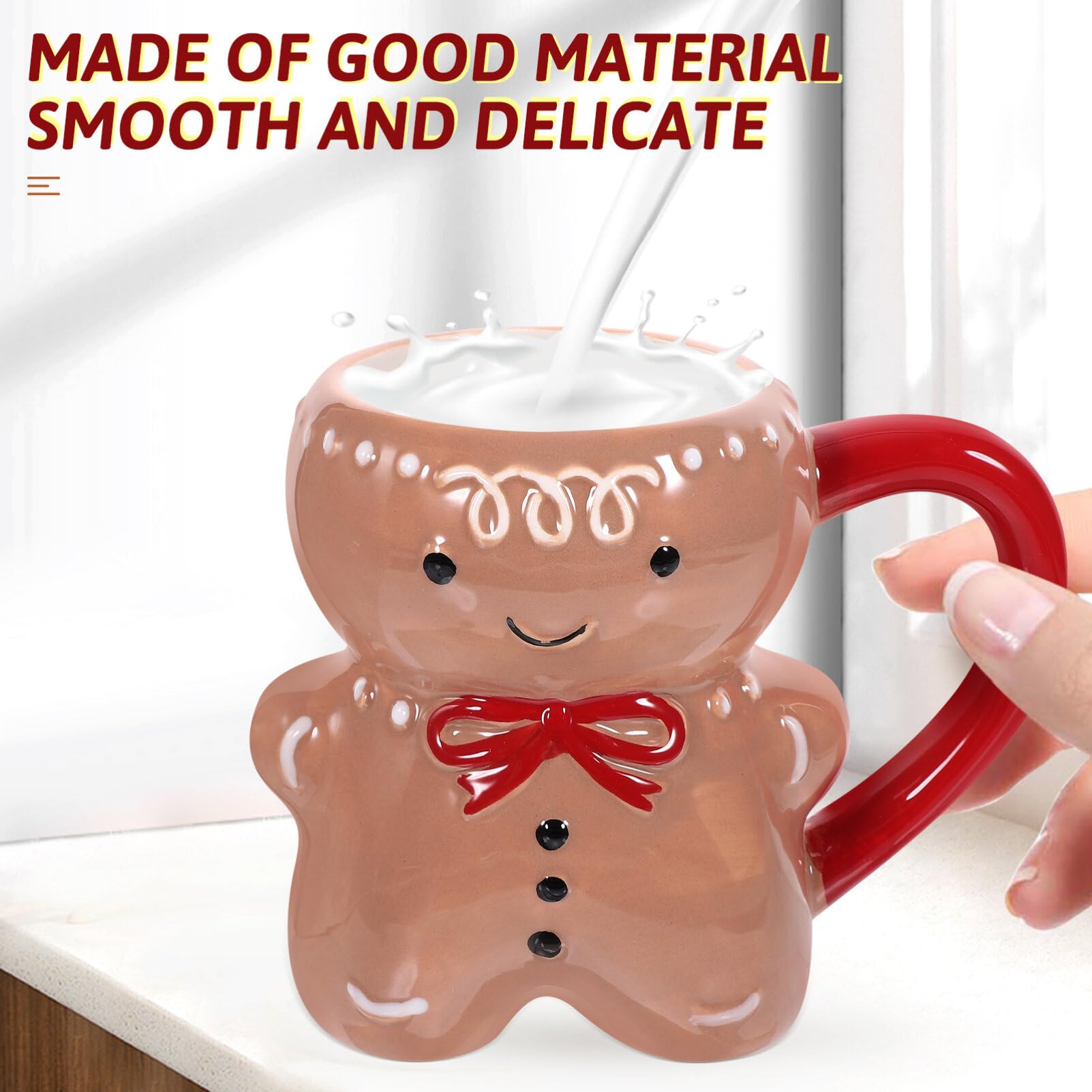 Amosfun Gingerbread , Ceramic Christmas Coffee Cup Christmas Character Mugs Xmas Party Tea Cup Novelty Drinking Cup for Hot Chocolate Cocoa Mugs