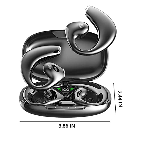 Ke1Clo Bone Conduction Earbuds Open Ear Bluetooth Headphones Bone Conduction, 24H Playtime, Wireless Ear Clip Bone Conduction Headphones with LED Power Display & Charging Case for Sports/Music