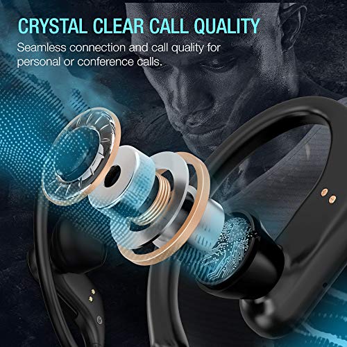 ZVOLTZ Pro Wireless Earbuds Sport Running Ear Hooks Bluetooth Earphone 5.0 in-Ear Wireless Headphones IPX5 Sweat Resistance w/Mic & Charging Case, Built-in Battery Pack for Workout Gym Sport, Black