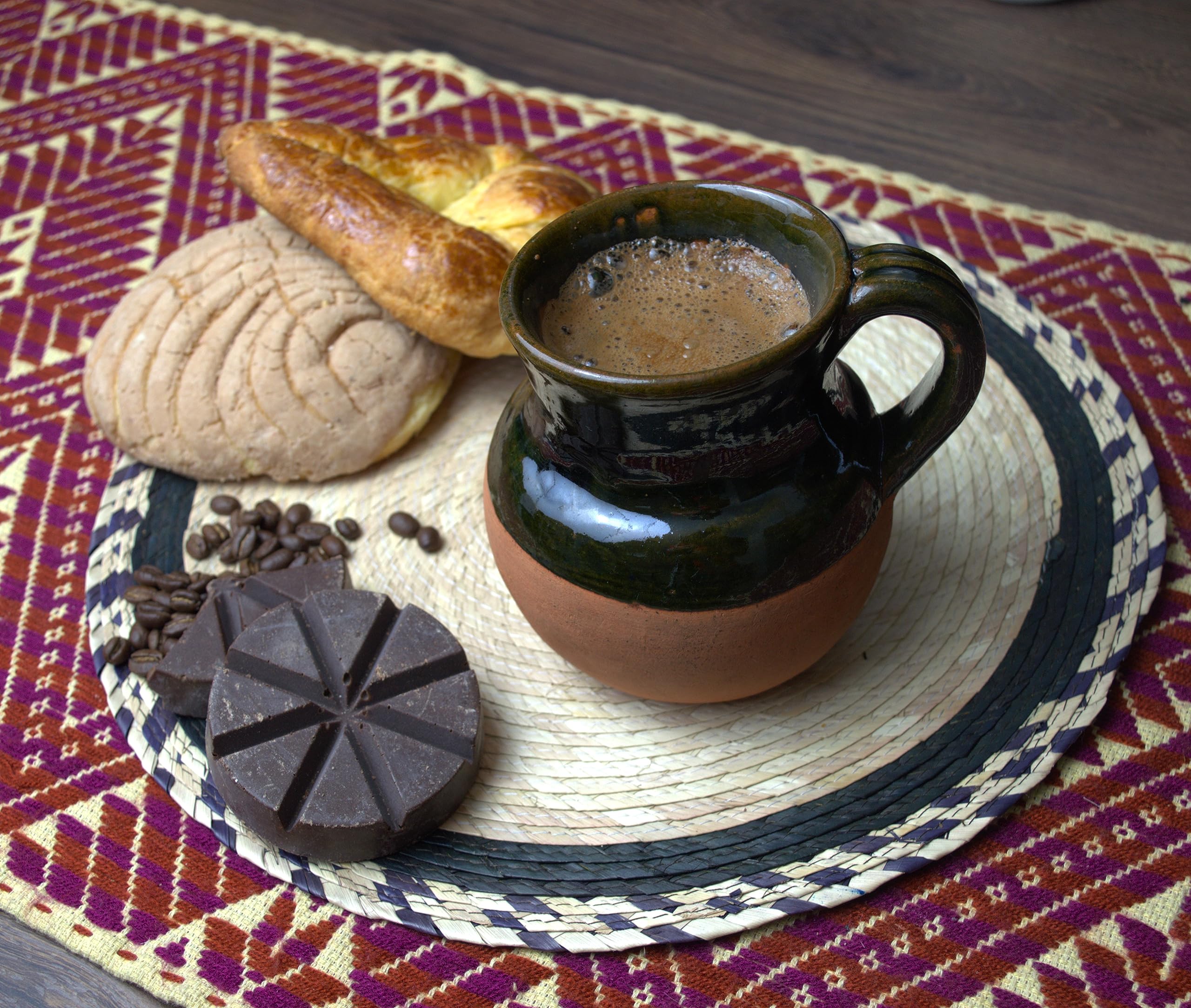 MEXE Handmade Large 22 oz Clay Coffee Mug, Unique Artisan Ceramic Pottery Cup for Tea, Mexican Hot Chocolate, Champurrado, Atole drinks, Handmade in Mexico