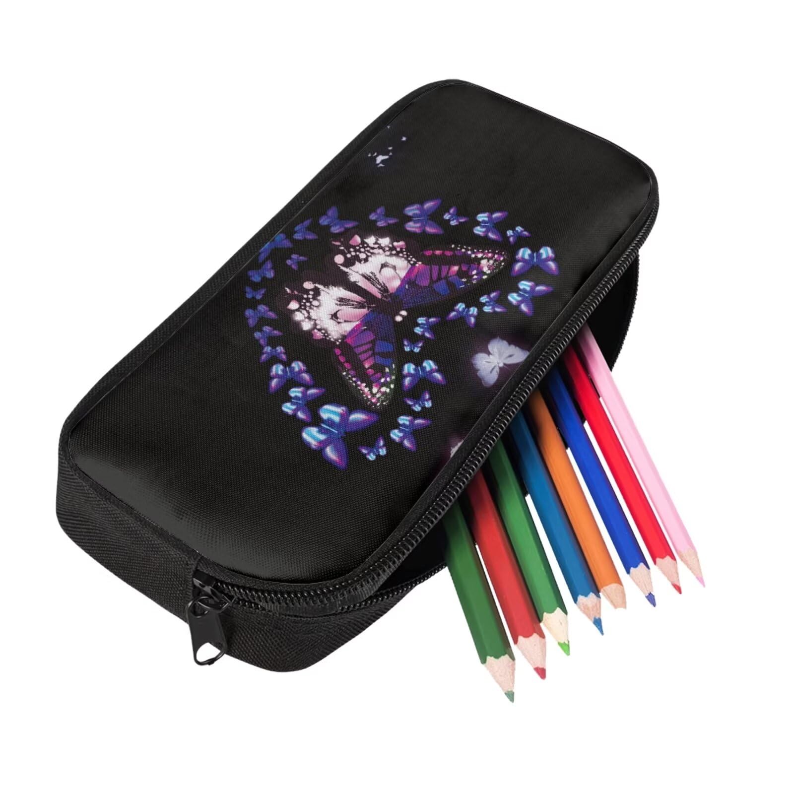 Cute School Backpack with Lunch Box for Girls Large Capacity Lightweight Custom Hearts Butterfly Backpack Set Aesthetic Kids Comfy Padded Adjustable Book Bag Lunch Bag Pencil Case 3 in 1