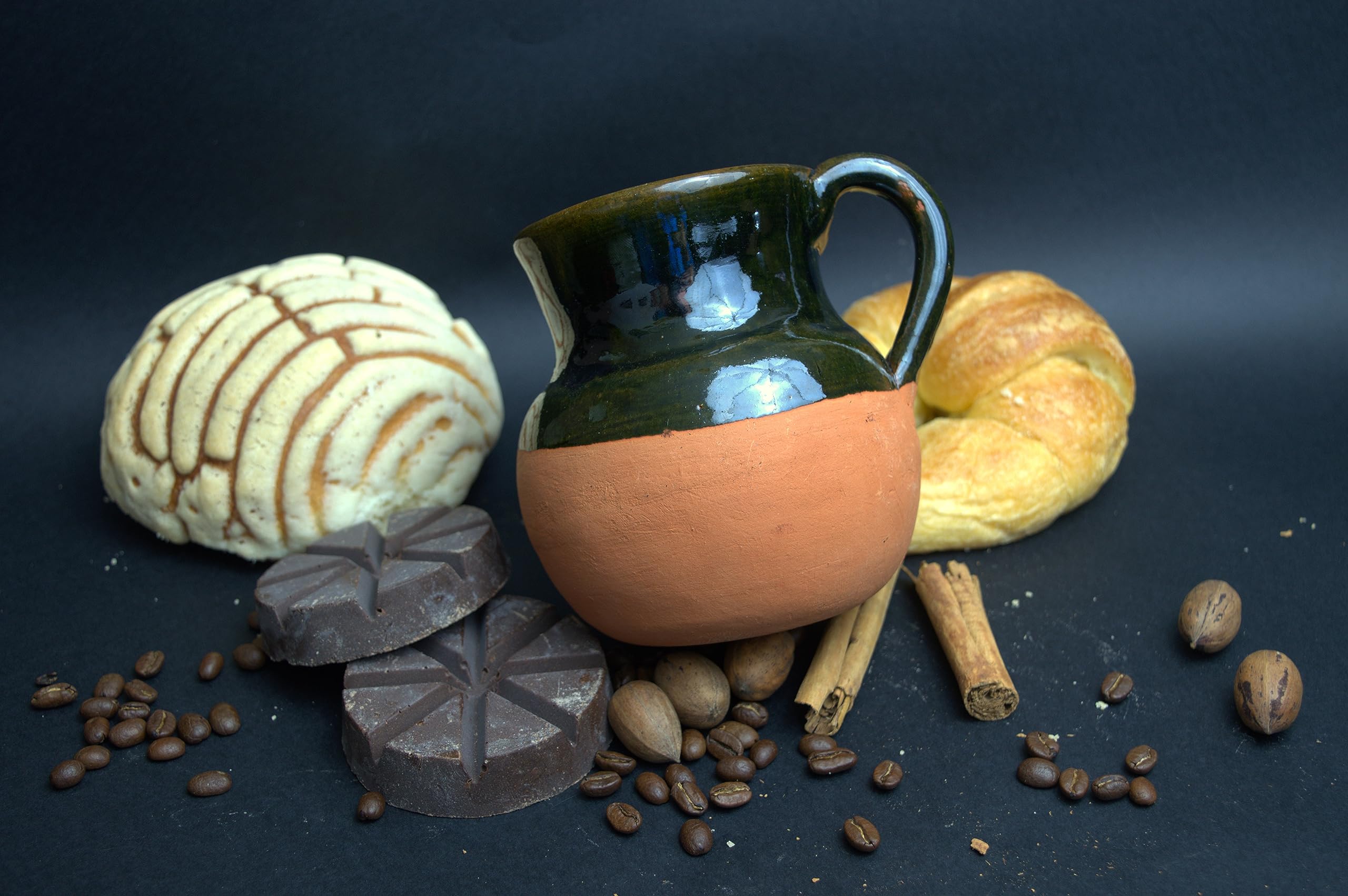 MEXE Handmade Large 22 oz Clay Coffee Mug, Unique Artisan Ceramic Pottery Cup for Tea, Mexican Hot Chocolate, Champurrado, Atole drinks, Handmade in Mexico