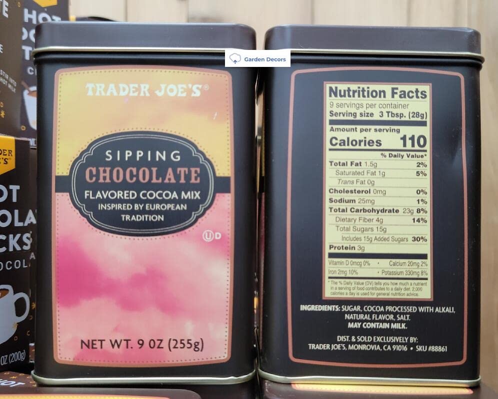 Trader Joe’s Sipping Chocolate Flavored Cocoa Mix 9oz 255g (Two Tins)