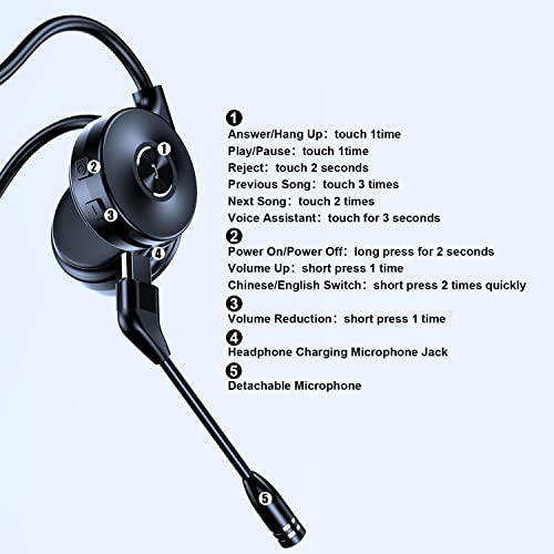 Bone Conduction Headphones Bluetooth with Noise Cancelling Mic Open-Ear Lightweight Wireless Computer Headset with Microphone for Office Home Business Commercial Use Online Teaching Learning