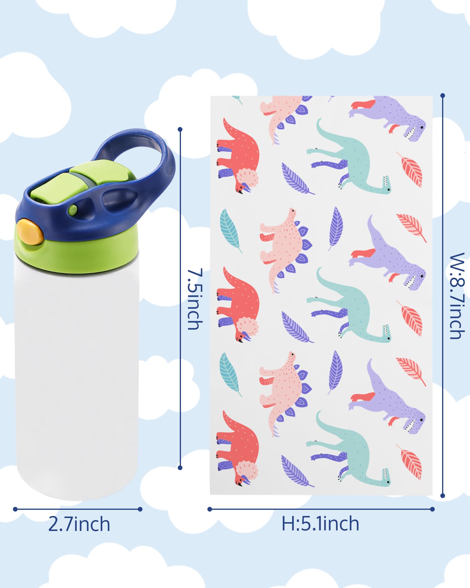 OFFNOVA 12oz Kids Sublimation Tumbler, Kids Sublimation Water Bottle Blank with Handle, Children Sublimation tumblers Cups for Milk, Soda, Juice, Drinks (2 Pink)