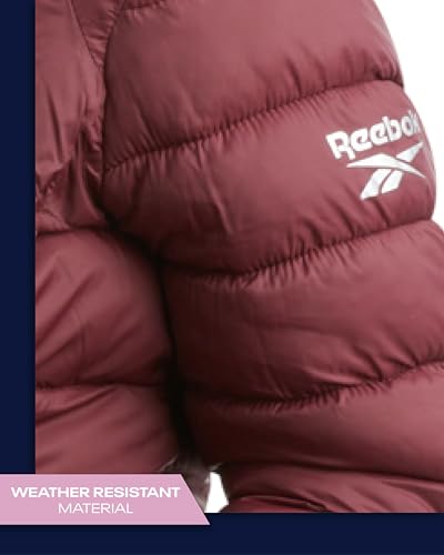 Reebok Women's Winter Jacket - Heavyweight Quilted Puffer Parka Coat - Sherpa Lined Ski Jacket for Women (S-XL), Size X-Large, Classic Maroon