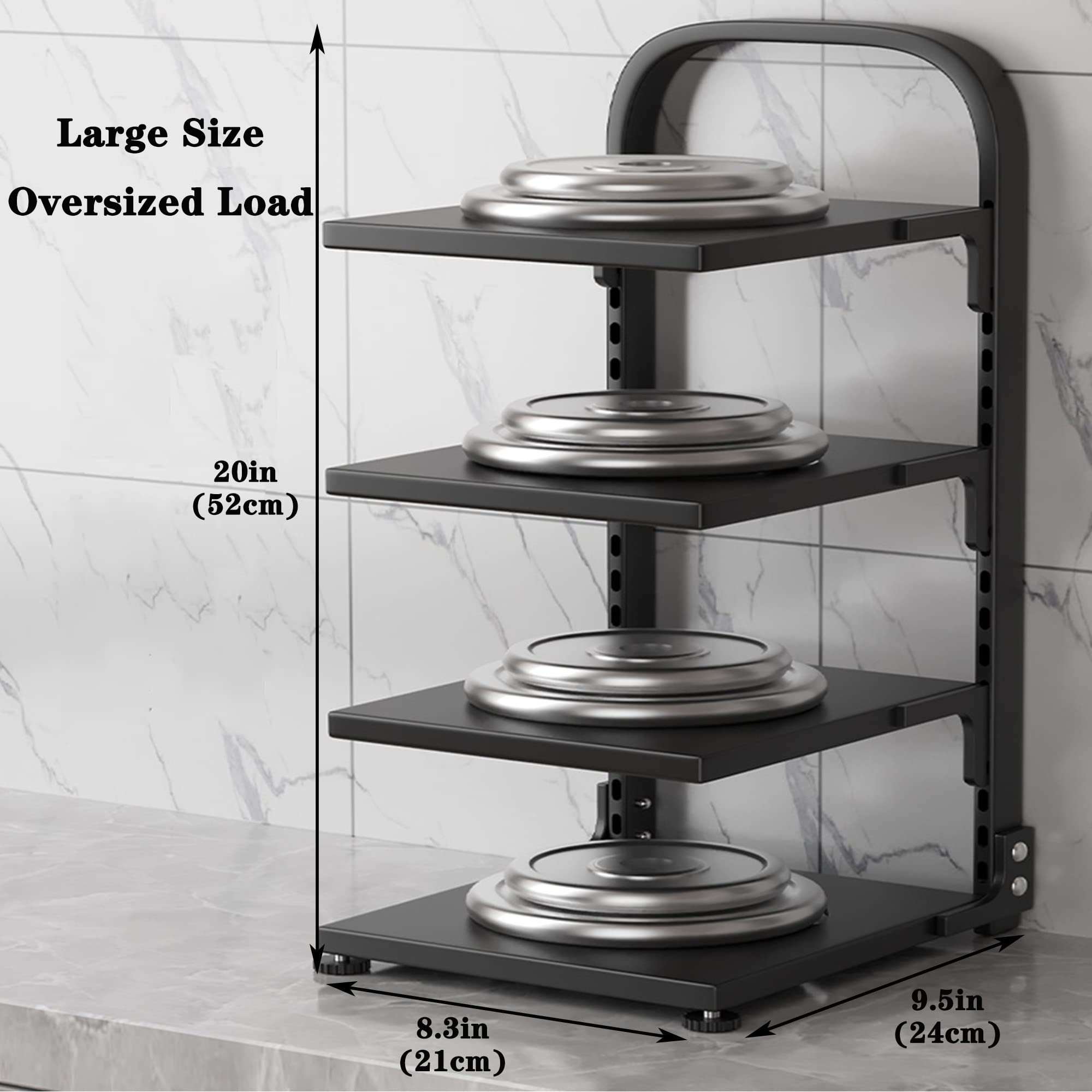 FT HITA Pot Rack Organizers,4 Tier Adjustable Pot Racks,Durable Steel Construction, Pot Organizer Rack for Kitchen Organization & Storage, Cabinet Organizer (4 Tiers)