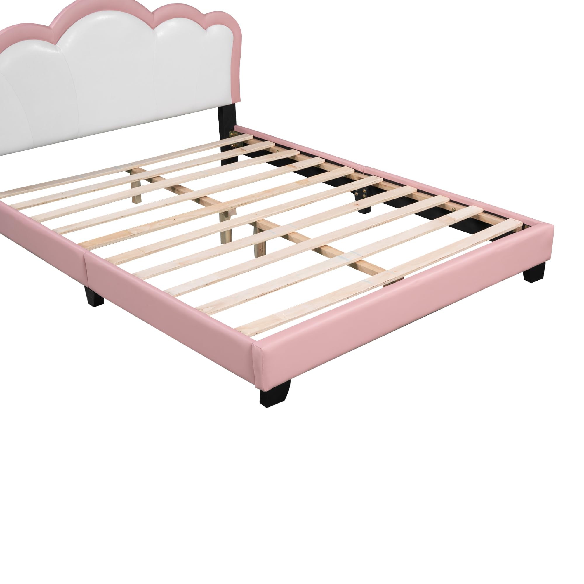 Full Size Upholstered Princess Bed with Crown Headboard,Full Bed Frames for Girls Full Bed Frame Girl Full Size Bed Frames for Girls
