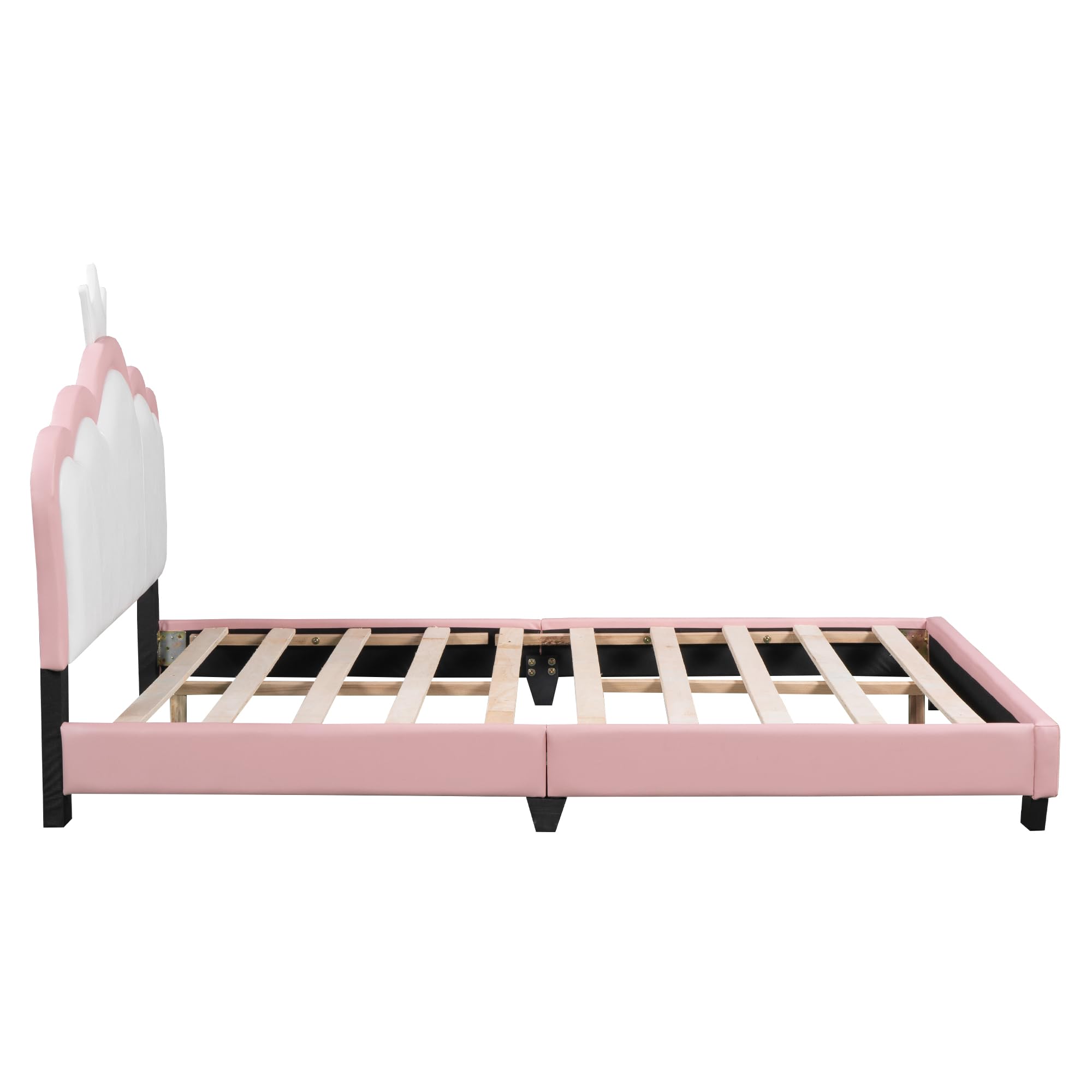 Full Size Upholstered Princess Bed with Crown Headboard,Full Bed Frames for Girls Full Bed Frame Girl Full Size Bed Frames for Girls