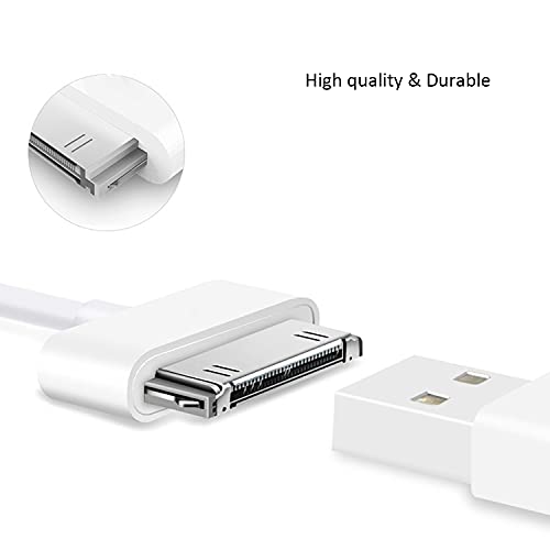 Pocxwa 1-Pack 30-Pin Charger Cable Compatible for Old iPhone 4 4S 3G 3GS, iPad 1 2 3, iPod Touch, iPod Nano USB Fast Charge & Sync Charging Cord