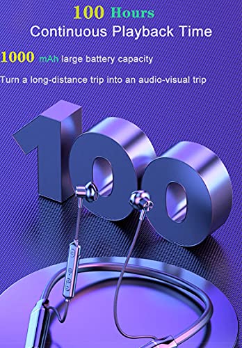 Bluetooth Headphones Neckband,100 Hours Long Battery Life,Built-in Noise Cancelling Microphone,Wireless Neckband Headset for Sports Behind Neck Headphones Stereo for Android Waterproof Neck Headset