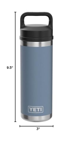 YETI Rambler 18 oz Bottle, Vacuum Insulated, Stainless Steel with Chug Cap, Nordic Blue