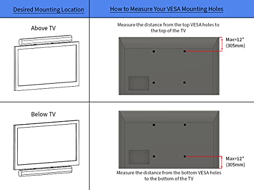 VIVO Steel Speaker Mount Designed for Sonos Arc Soundbar, Above or Below Wall Mounted TV, Fits VESA Widths up to 600mm, Black, MOUNT-SONOS3T