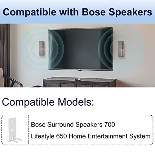 Bedycoon Pair Steel White Wall Mount Brackets Replacement Compatible with Bose OmniJewel Lifestyle 650 Home Entertainment System and Bose Surround Speakers 700