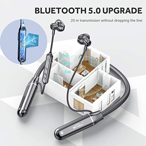 Bluetooth Headphones Neckband,100 Hours Long Battery Life,Built-in Noise Cancelling Microphone,Wireless Neckband Headset for Sports Behind Neck Headphones Stereo for Android Waterproof Neck Headset