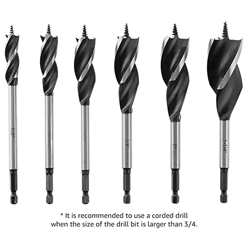 Amazon Brand - Denali Drill Bit Set, Auger, 6-Piece