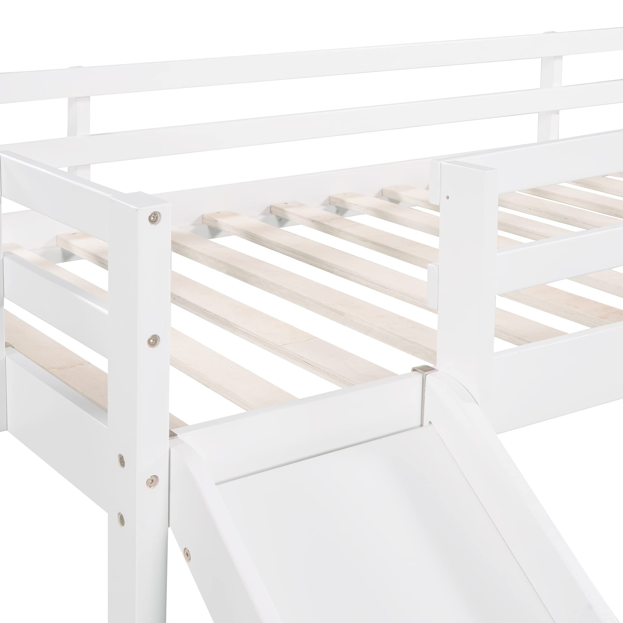 Yehha Twin Loft Bed, Twin Size Loft Wood Bed with Chalkboard & 3 Step Staircase Storage & Safety Rails for Kids Boys Girls Teens, White