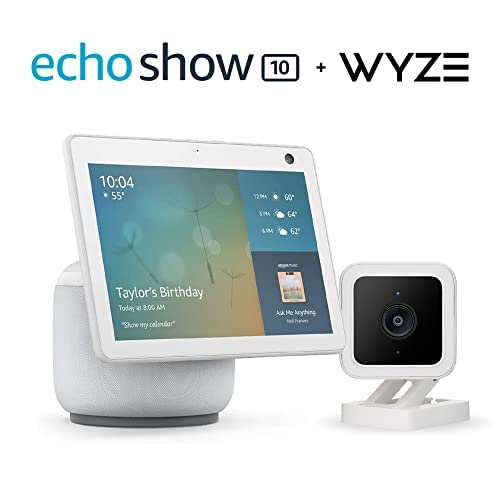 Echo Show 10 (3rd Gen) | HD smart display with motion and Alexa | Glacier White | with Wyze Cam V3