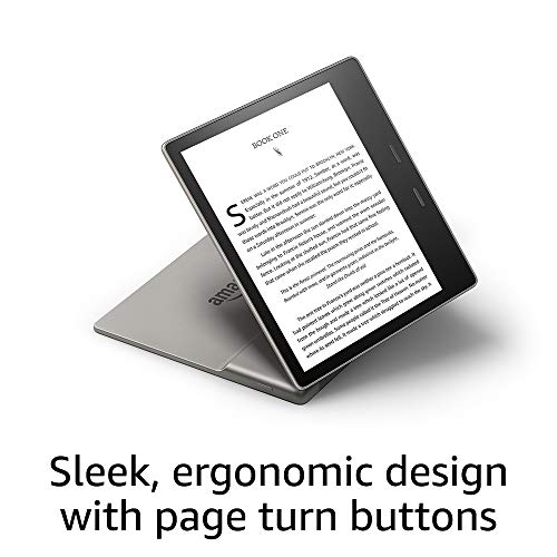 Kindle Oasis โ With 7โ display and page turn buttons - Wi-Fi + Free Cellular Connectivity, 32 GB, Graphite - Without Lockscreen Ads + 3 Months Free Kindle Unlimited (with auto-renewal)