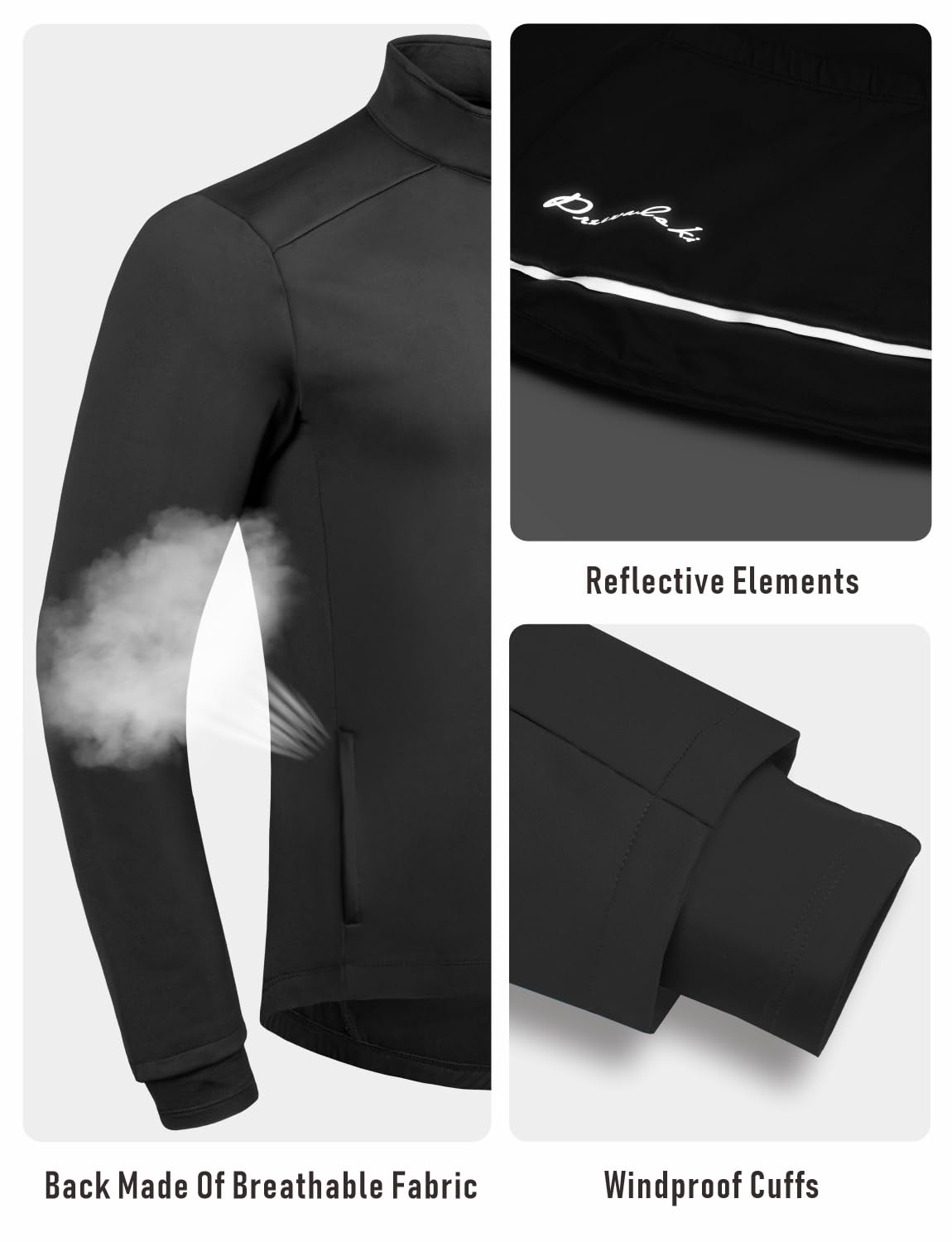 Przewalski Cycling Bike Jackets for Men Winter Thermal Running Jacket Windproof Breathable Reflective Softshell Windbreaker