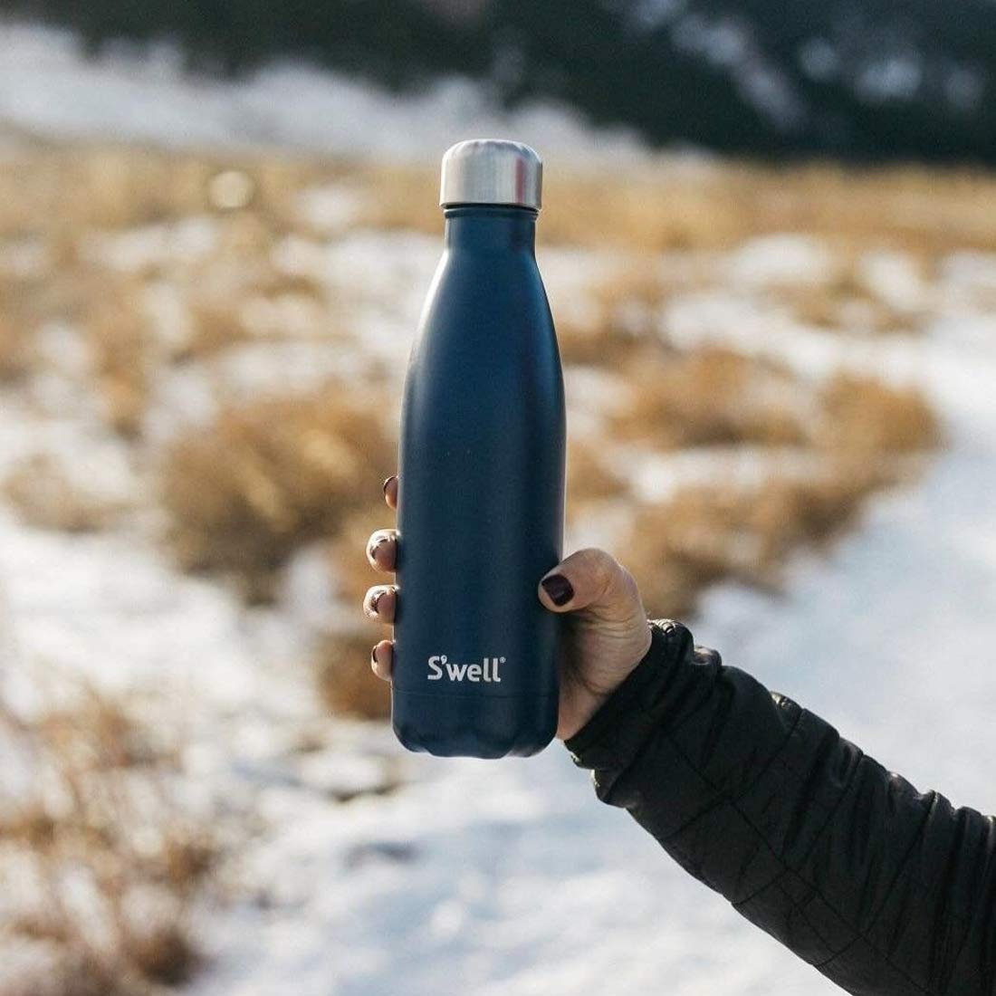 S'well Stainless Steel Water Bottle, 17oz, Blue Suede, Triple-Layered Vacuum Insulated Containers Keeps Drinks Cold for 36 Hours and Hot for 18, BPA Free, Perfect for On the Go