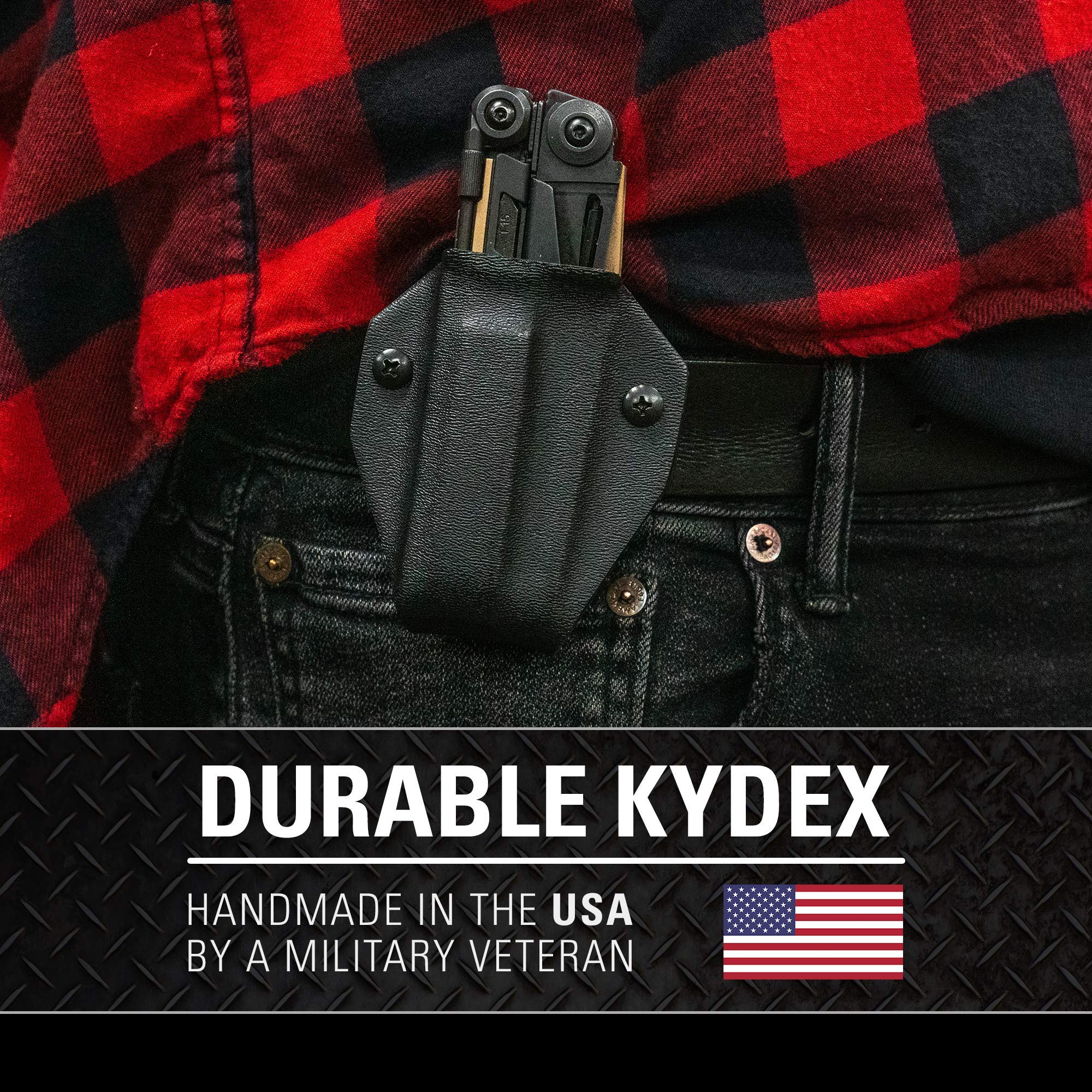 Clip & Carry Kydex Multitool Sheath for the Leatherman MUT & MUT EOD - Made in USA - Multi Tool Holder Holster - Carbon Fiber Brown