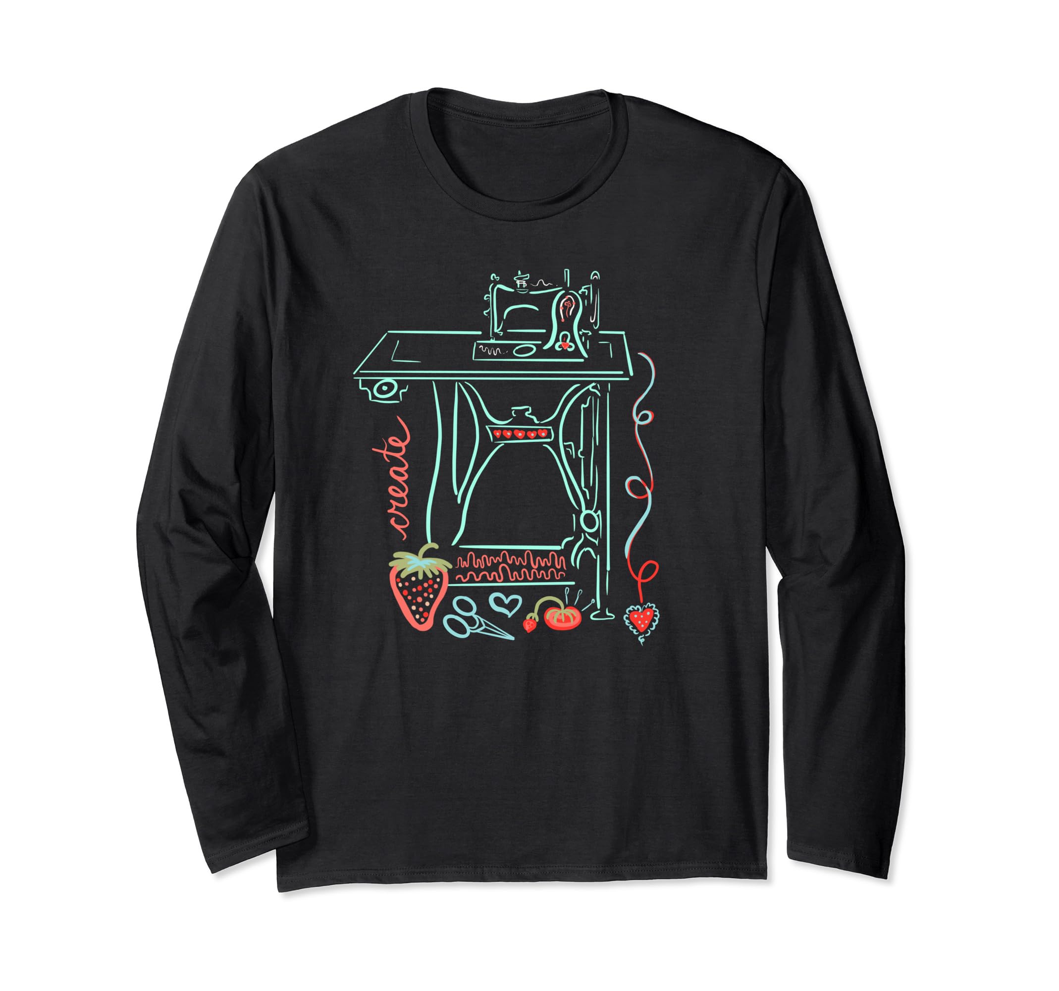 Sewing Machine Craft Table Art Sketch Long Sleeve T-Shirt
