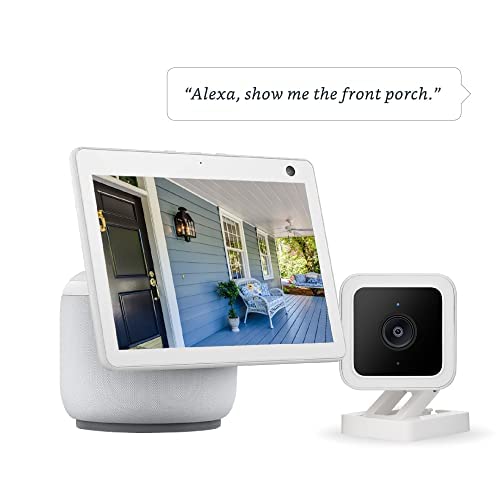 Echo Show 10 (3rd Gen) | HD smart display with motion and Alexa | Glacier White | with Wyze Cam V3