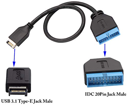 zdyCGTime USB 3.1 Front Panel Header to USB 3.0 20Pin Header Extension Cable for ASUS Motherboard 20cm Black (20p)