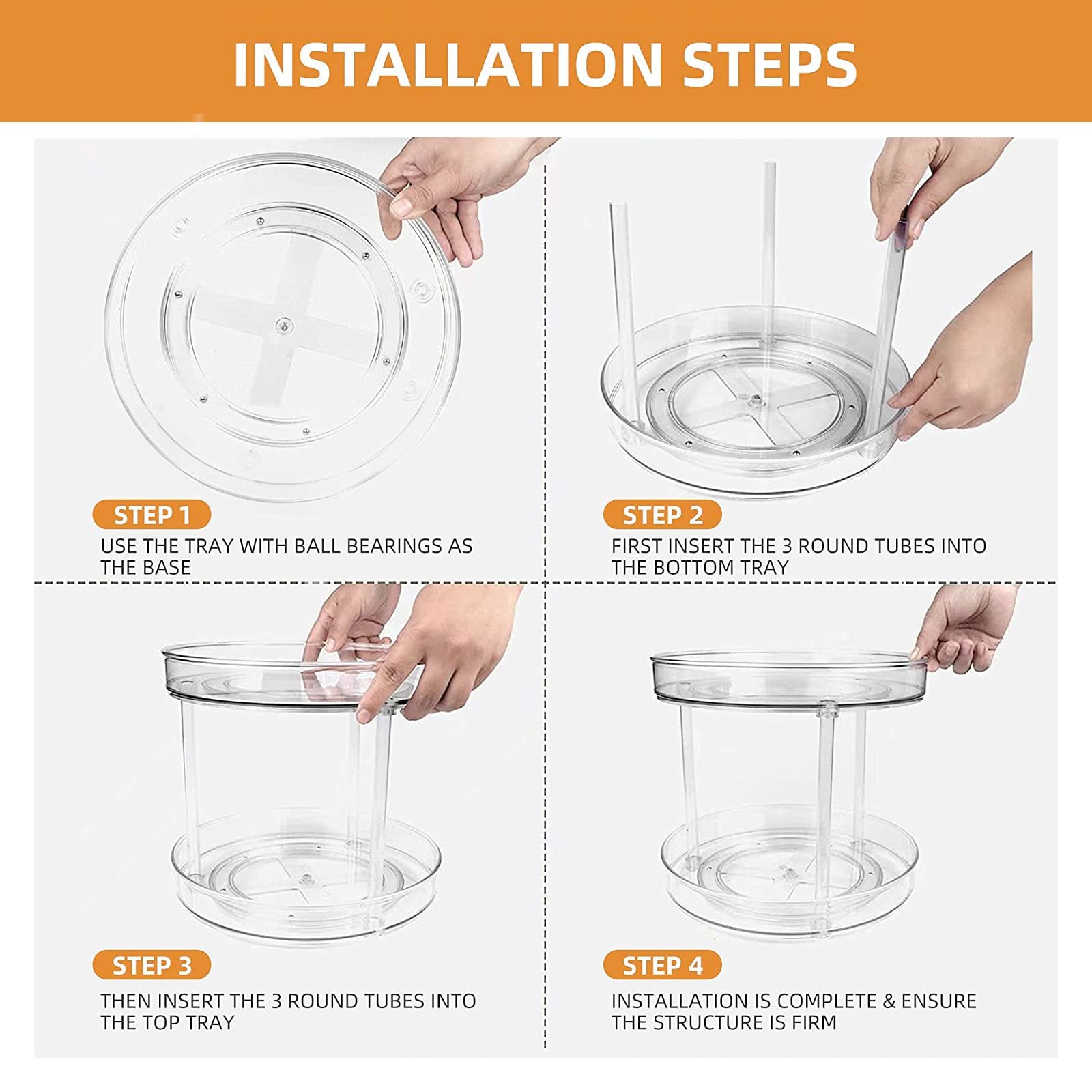 TOOCUST Lazy Susan 2 Tier Bathroom Organizer Countertop, 9 Inch Clear Spice Rack, Acrylic Lazy Susan Turntable for Cabinet, 2 Tier Countertop Organizer, Perfume Organizer, Medicine Cabinet Organizer