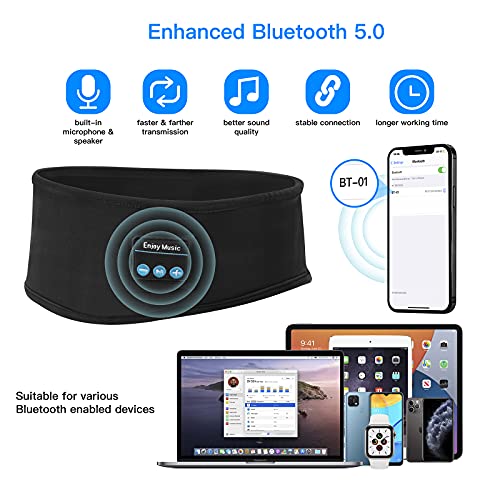 Sports Headbands Sleep Headphones Bluetooth Music Headband Wireless, Daifferchoi Soft Breathable Bluetooth Headbands with Long-Time Play for Workout, Jogging, Yoga,Travel, Running, Meditation--Grey