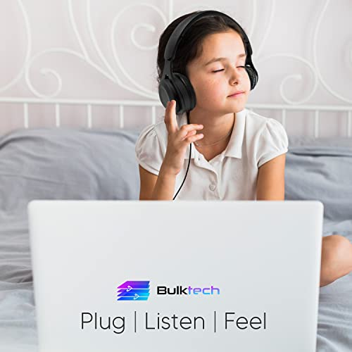 Bulktech Wired Kids Headphones for School On-Ear, 3.5mm, Headphones for Schools & Libraries β Adjustable, Padded Wired Kids Headphones β School Headphones for Kids, 1 Pack Black