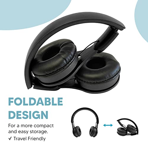 Bulktech Wired Kids Headphones for School On-Ear, 3.5mm, Headphones for Schools & Libraries β Adjustable, Padded Wired Kids Headphones β School Headphones for Kids, 1 Pack Black