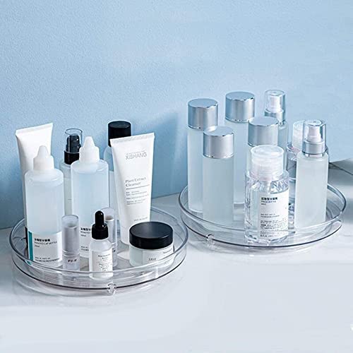 TOOCUST Lazy Susan 2 Tier Bathroom Organizer Countertop, 9 Inch Clear Spice Rack, Acrylic Lazy Susan Turntable for Cabinet, 2 Tier Countertop Organizer, Perfume Organizer, Medicine Cabinet Organizer