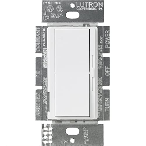 Lutron Diva Dimmer for Incandescent and Halogen, 600-Watt, Single-Pole, with Wallplate, DVW-600PH-WH, White