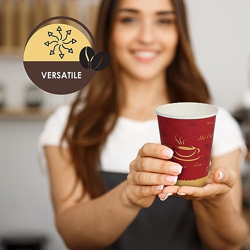 PAMI Hot Coffee Paper Cups -Disposable Take-Away Coffee Cups For Hot Drinks- Single-Use Paper Glasses For Espresso, Hot Chocolate, Tea- Cute To-Go Hot Beverage Drinking Cups (1000, 12oz)