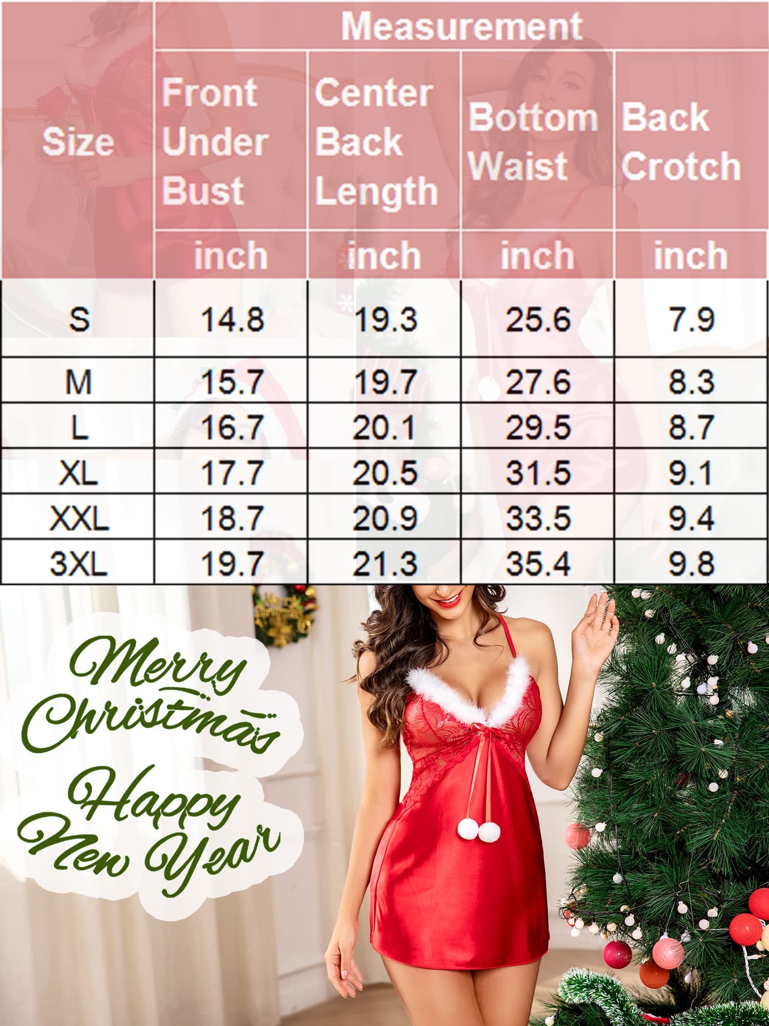 Avidlove Women's Valentines Day Lingerie Red Valentines Babydoll Set Strap Chemises Outfit (XXL, Red)