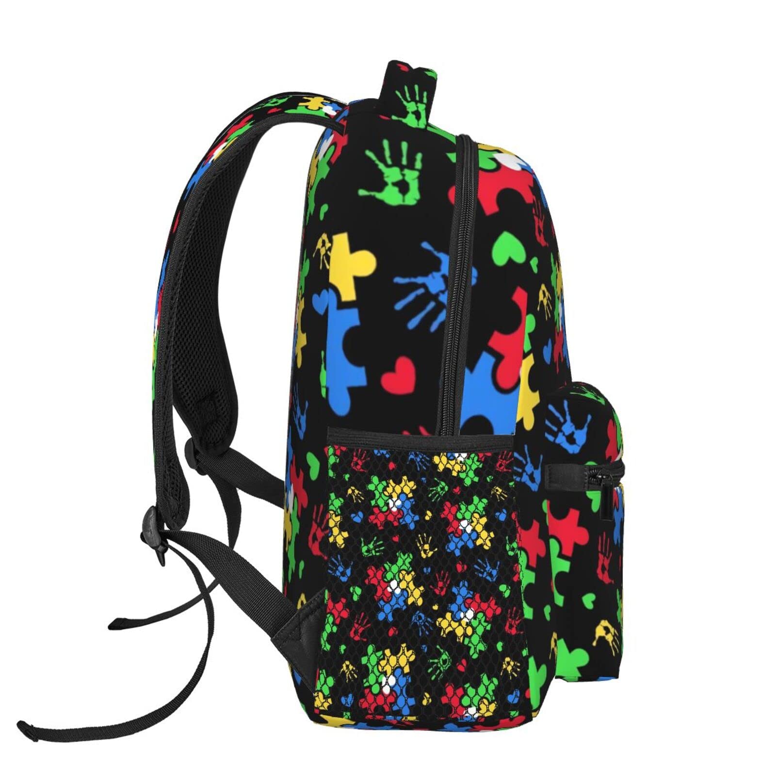 Qurdtt Autism Awareness Backpack School Bag Student Bookbag Travel Hiking Camping Daypack for Girls Boys Adults
