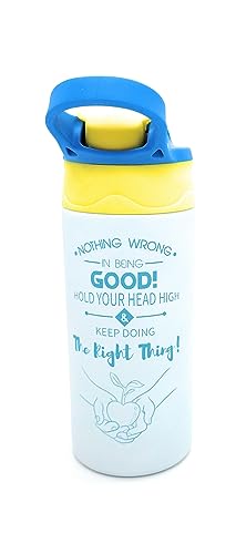 12oz "NOTHING WRONG IN DOING GOOD" Glow in the Dark, Wide Mouth Color changing Water Bottle for Kids (Blue)