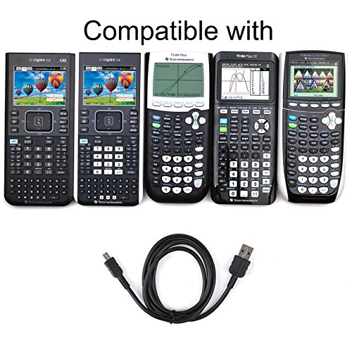 Guerrilla USB cable for TI 84 Plus, TI 84 Plus C Silver Edition, TI 89 Titanium, TI Nspire CX & CX CAS graphing calculators, Black