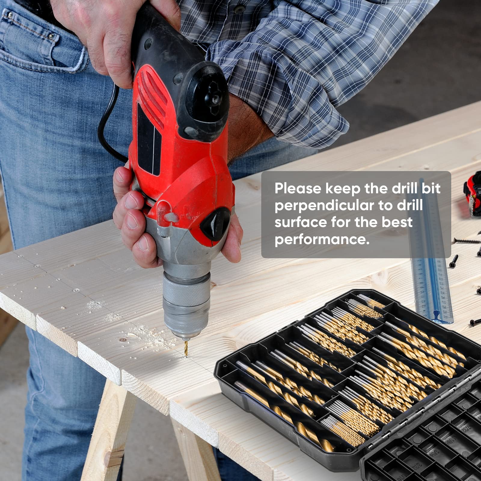 TICONN 230PCS Titanium Coated Drill Bit Set, 135 Degree Tip HSS Drill Bits Kit with Storage Case for Steel, Aluminum, Copper, Soft Alloy Steel, Wood, Plastic Size from 3/64" to 1/2"