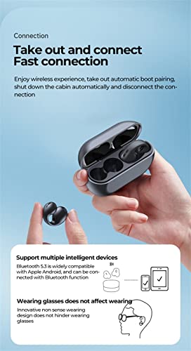 2023 New Wireless Ear Clip Bone Conduction Headphones - Open Ear Wireless Bluetooth Earbuds, Waterproof Ear Hook Bluetooth Headphones After Shock Bone Conduction Headphones For All Phone (BLACK)
