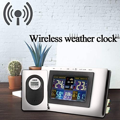 QHYXT Weather Stations Wireless Indoor Outdoor Thermometer Hygrometer, with Color Screen, Alarm Clock,Humidity Weather Forecaster with Remote Senso