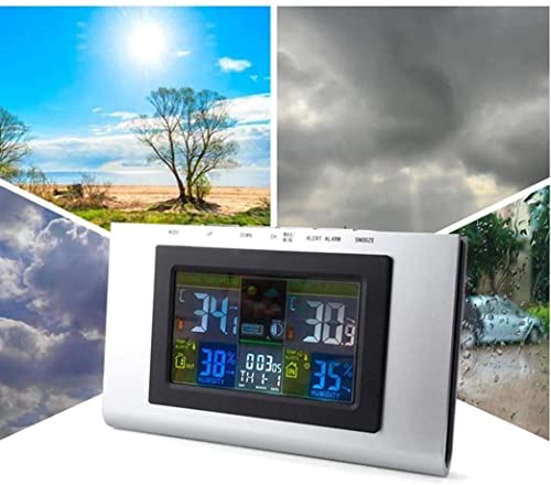 QHYXT Weather Stations Wireless Indoor Outdoor Thermometer Hygrometer, with Color Screen, Alarm Clock,Humidity Weather Forecaster with Remote Senso
