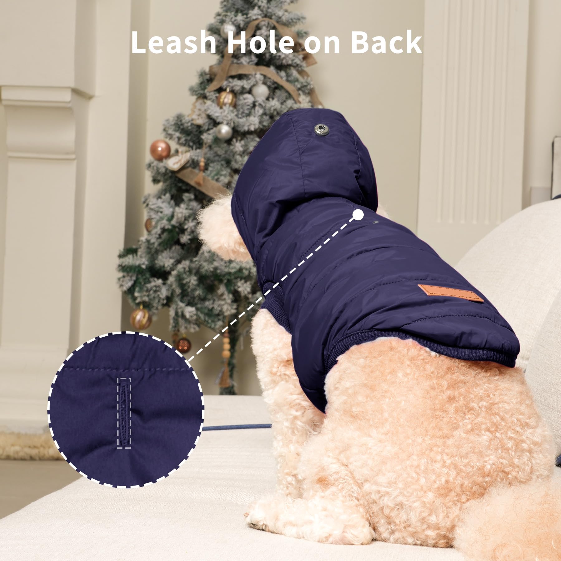 Vecomfy Fleece Lining Extra Warm Dog Hoodie in Winter for Small Dogs Jacket Puppy Coats with Hooded,Blue M