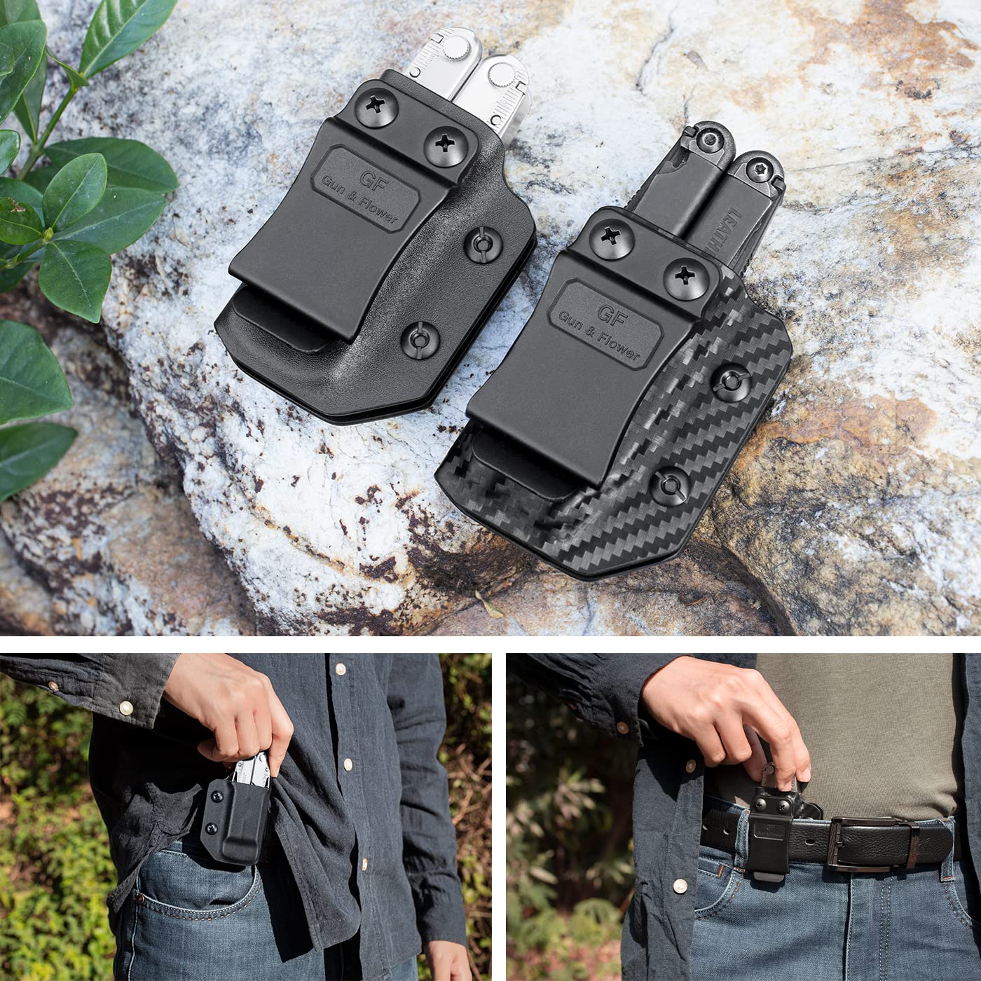 Kydex Multitool Sheath for LEATHERMAN WAVE & WAVE + PLUS/REBAR/SURGE HEAVY DUTY/SKELETOOL Multi Tool Pouch, Multi-tool not included, Kydex and Carbon Fiber Available