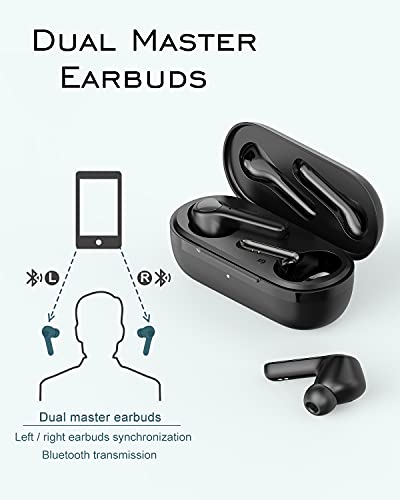 Wireless Earbuds, GRV T5 Bluetooth 5.0 Earbuds with Microphone 34H Playtime Touch Control Clear Call IPX7 Waterproof, Earbud & in-Ear Headphones for Sports (Black)