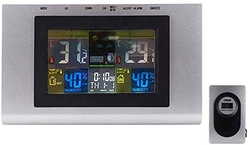 QHYXT Weather Stations Wireless Indoor Outdoor Thermometer Hygrometer, with Color Screen, Alarm Clock,Humidity Weather Forecaster with Remote Senso